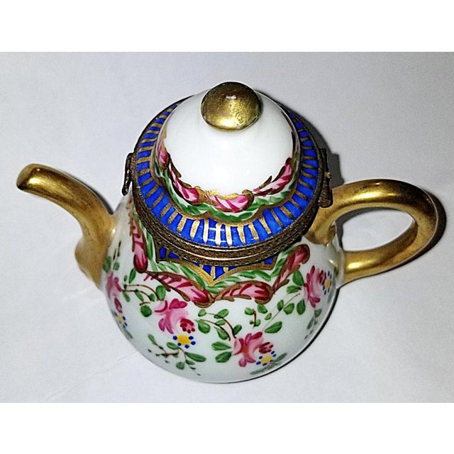 1950s French Limoges Hand Painted Teapot Trinket Box | Chairish