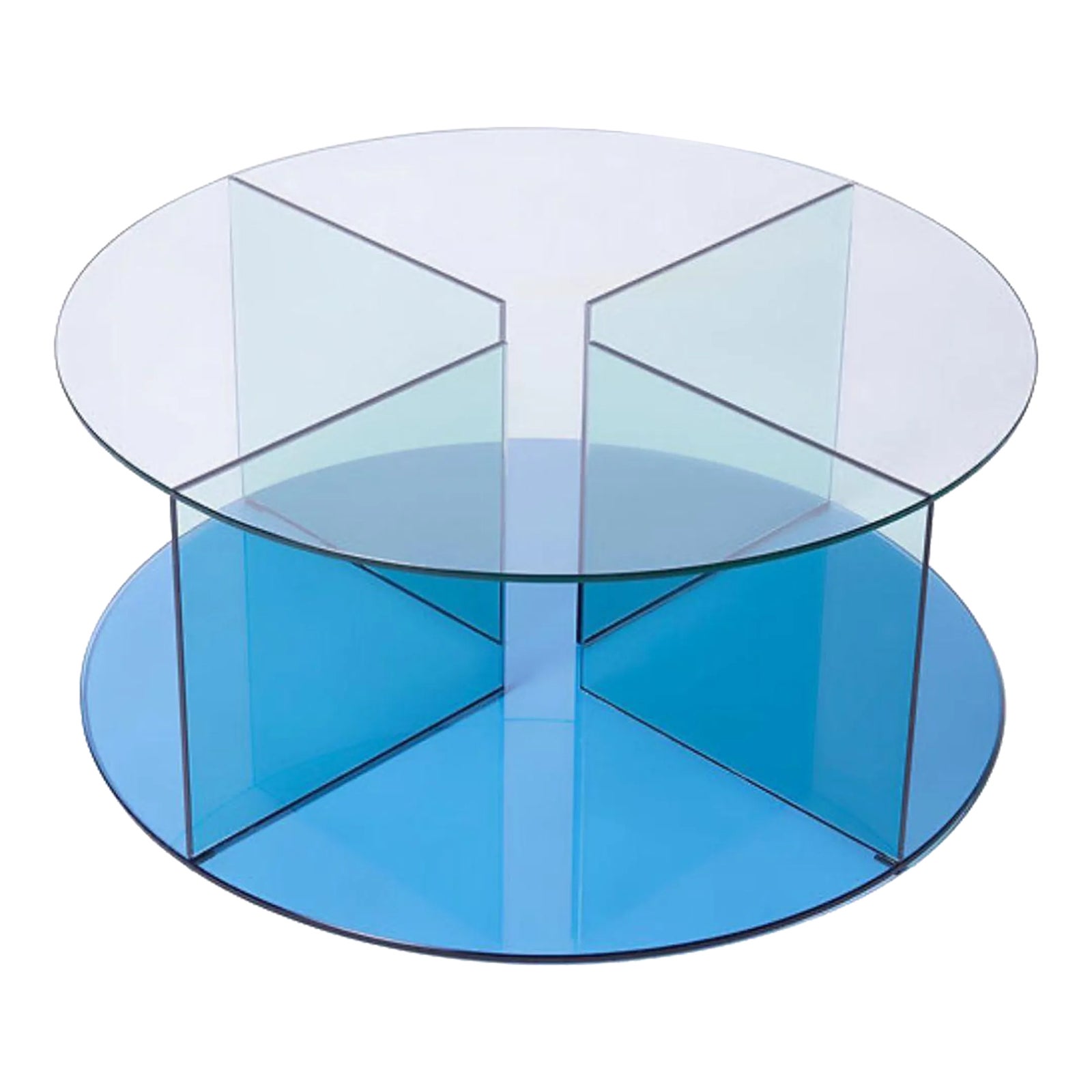 Acrylic Round Blue Coffee Table | Chairish