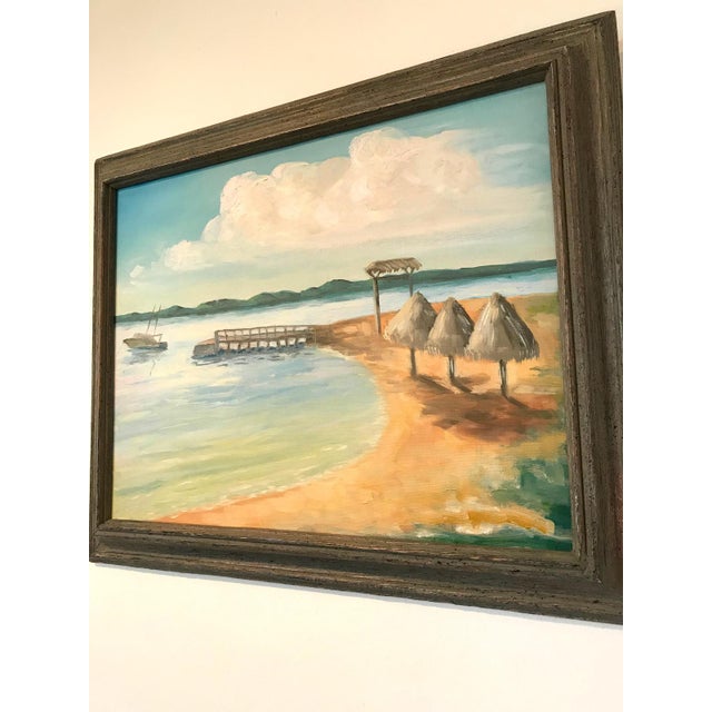 1980s "Vacation" Framed Beachscape Painting | Chairish
