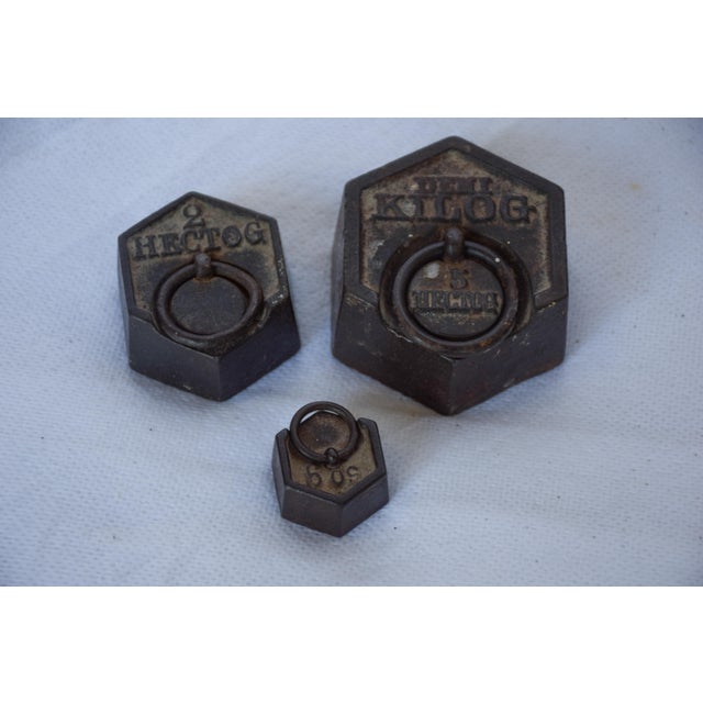 Antique Two-Plate Scale, Wood, Copper and Brass | Chairish