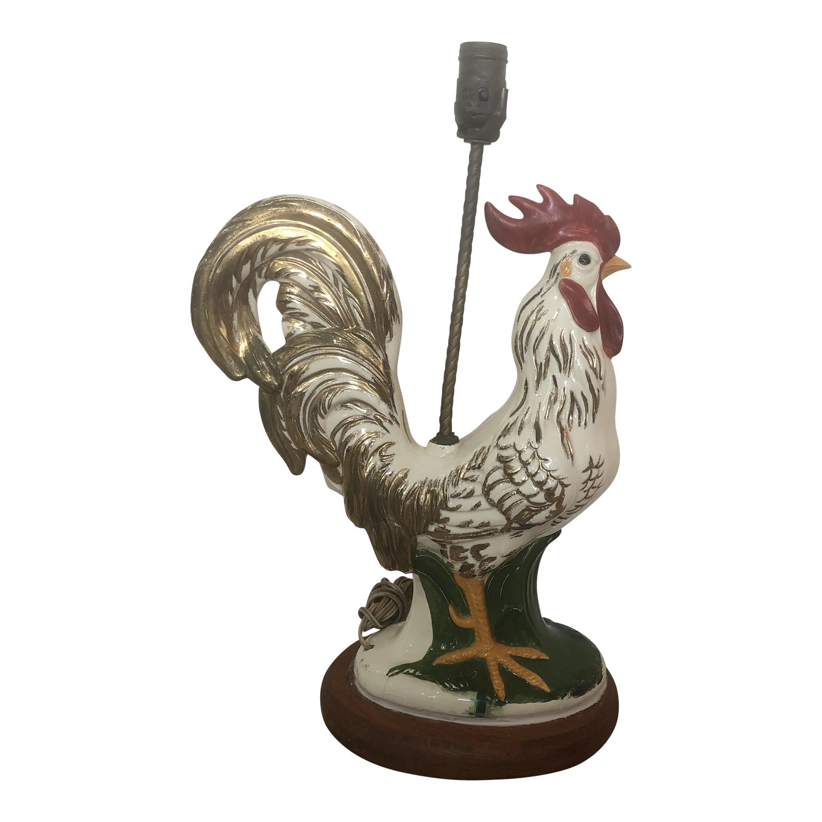 Mid-Century Modern Farm House Ceramic Rooster Table Lamp | Chairish