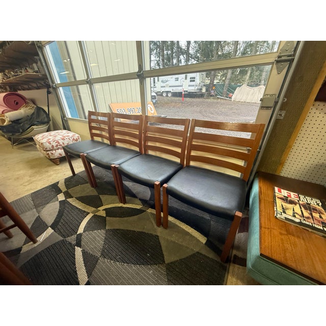 Set of 4 Danish Teak Ladder Back Dining Chairs | Chairish