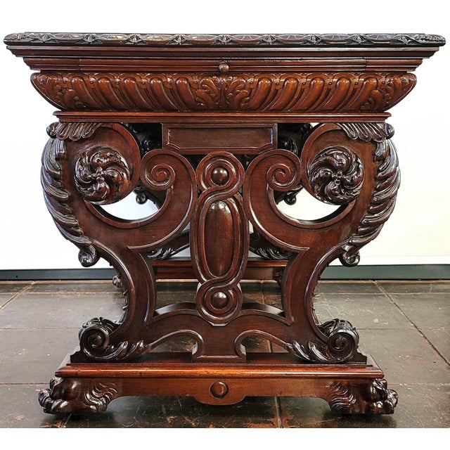Late-1800s Library Table R. J. Horner Italian Renaissance Style | Chairish