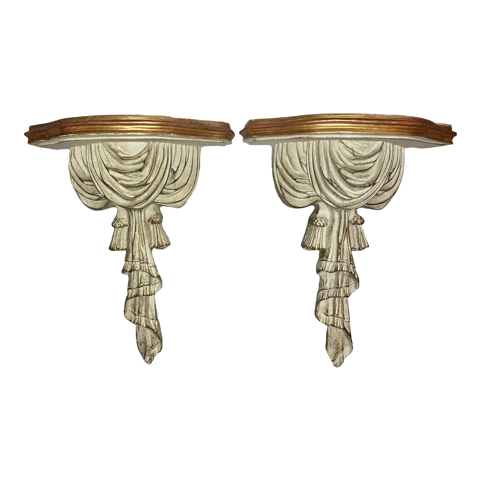 1960s Hollywood Regency Wall Sconce Shelf Display Pair | Chairish