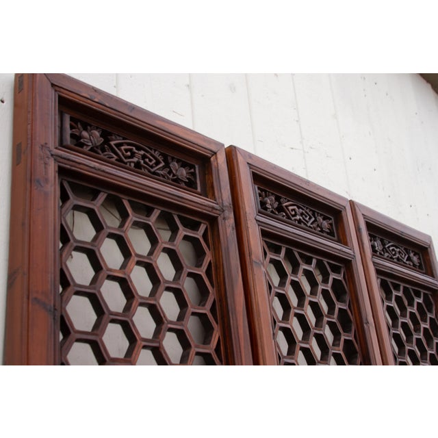 Set of 3 Mid-Century Honeycomb Chinese Panels | Chairish