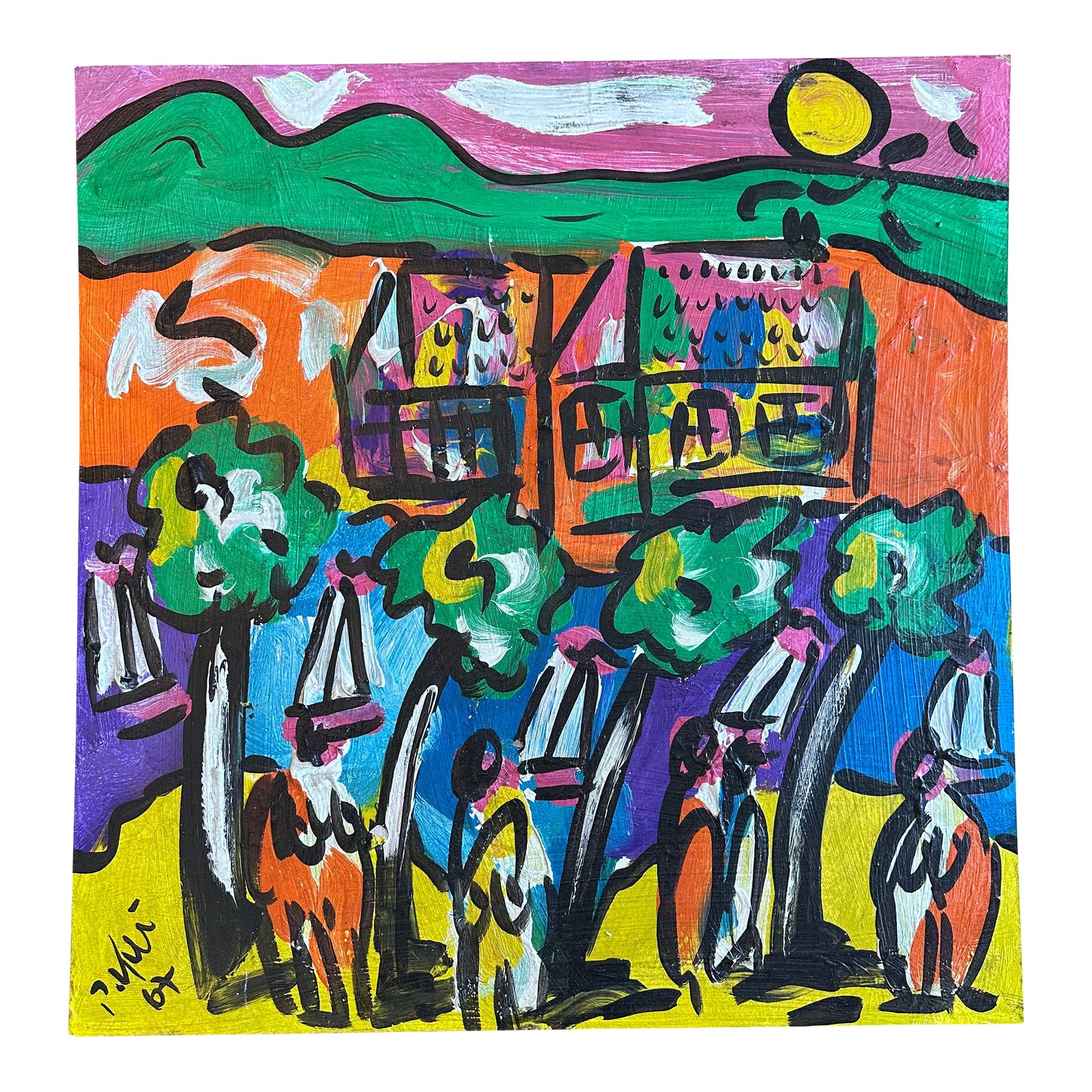 1967 Original Titled Painting by Artist Peter Keil | Chairish