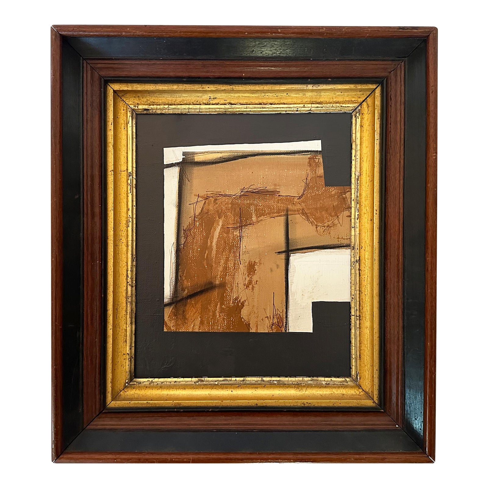 "Rapture" Abstract Art in Antique Frame, Transitional Wall Art by Jts ...