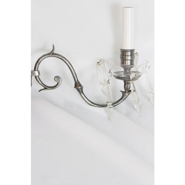 Early 20th Century Pewter and Crystal Sconces - a Pair | Chairish