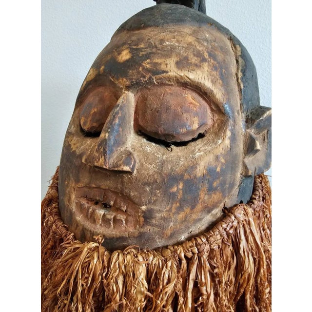Antique African Tribal Carved Hemba Helmet Mask, Suku Peoples, Congo ...