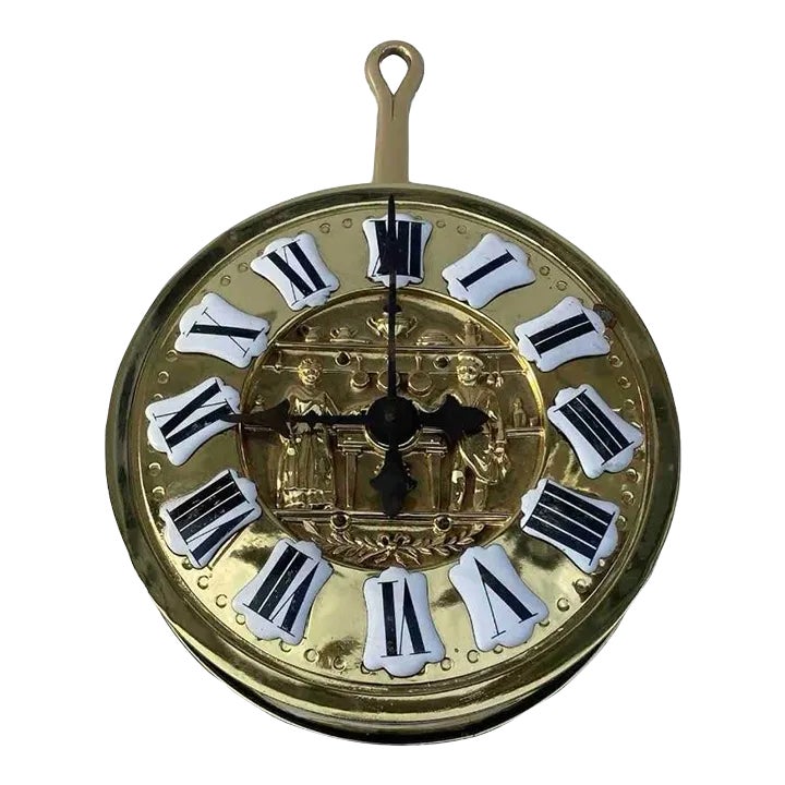 Antique Copper & Brass Fry Pan Winding Clock | Chairish