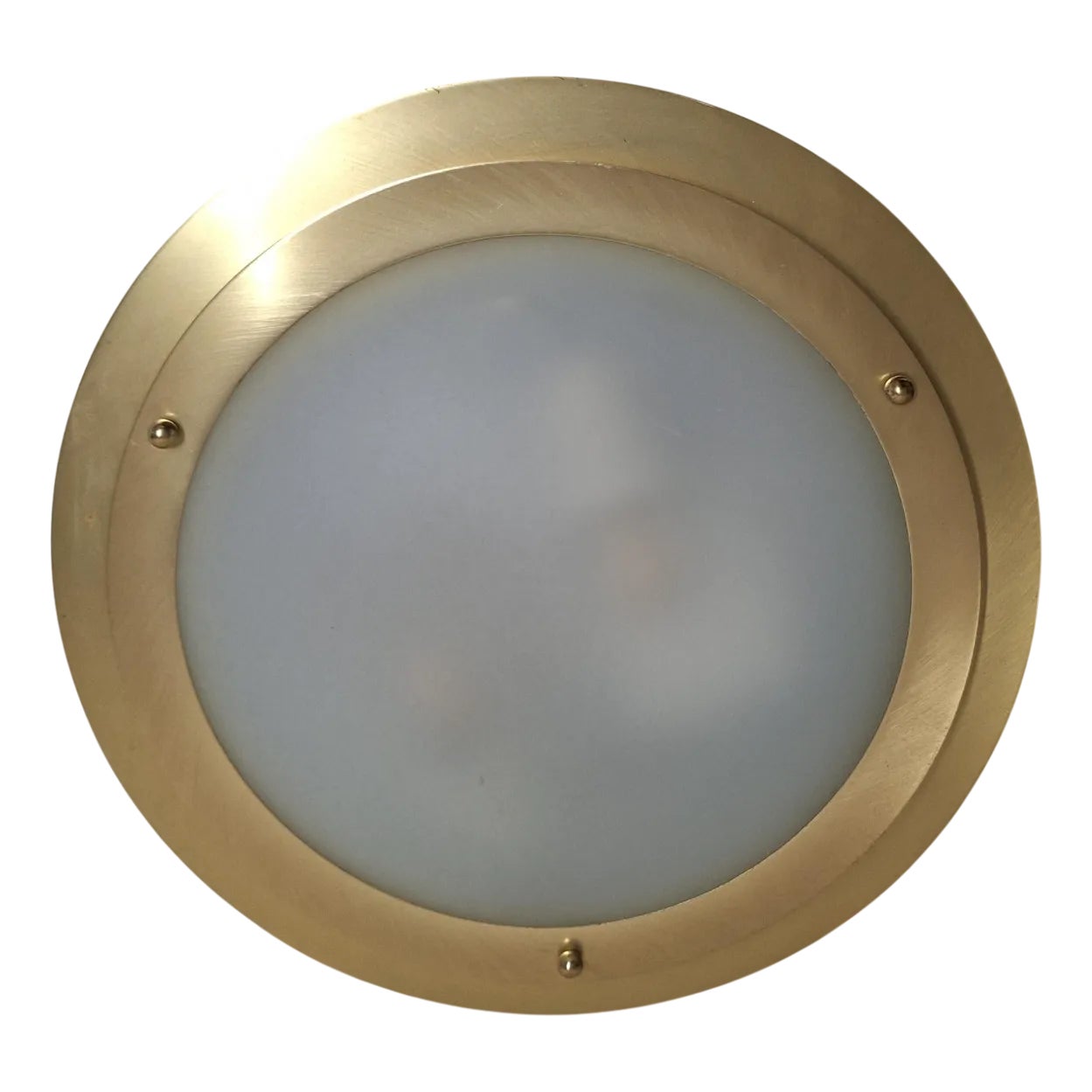 Flat Vintage Ceiling Lamp with a Matt Glass Bowl in a Metal Mount by ...