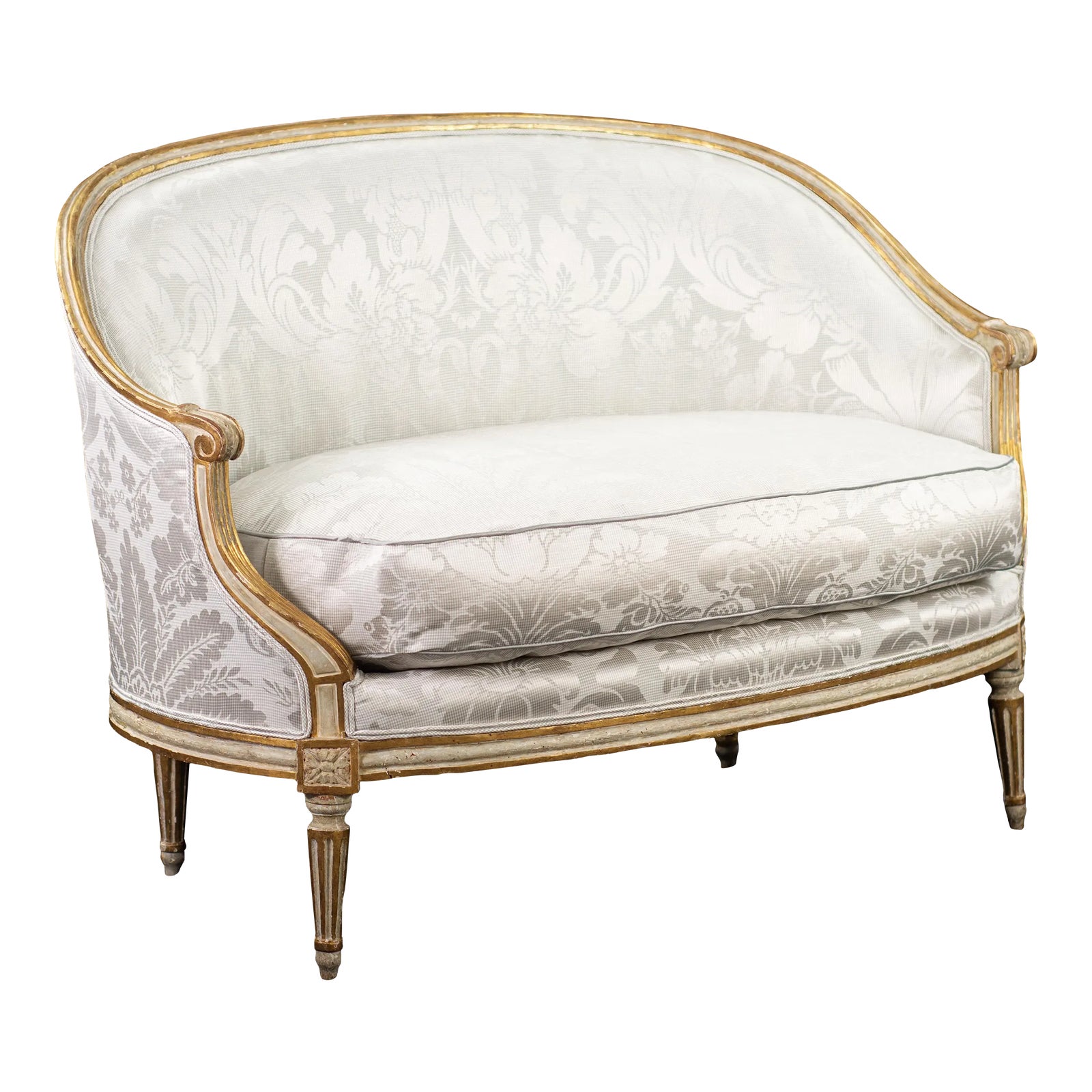 G.Sene Antique Louis XVI Carved Painted and Gilded Canape, French ...
