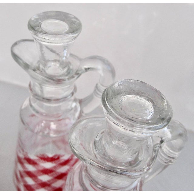 Vintage Anchor Hocking Red & White Gingham Check Glass Cruets- Set of 2 ...