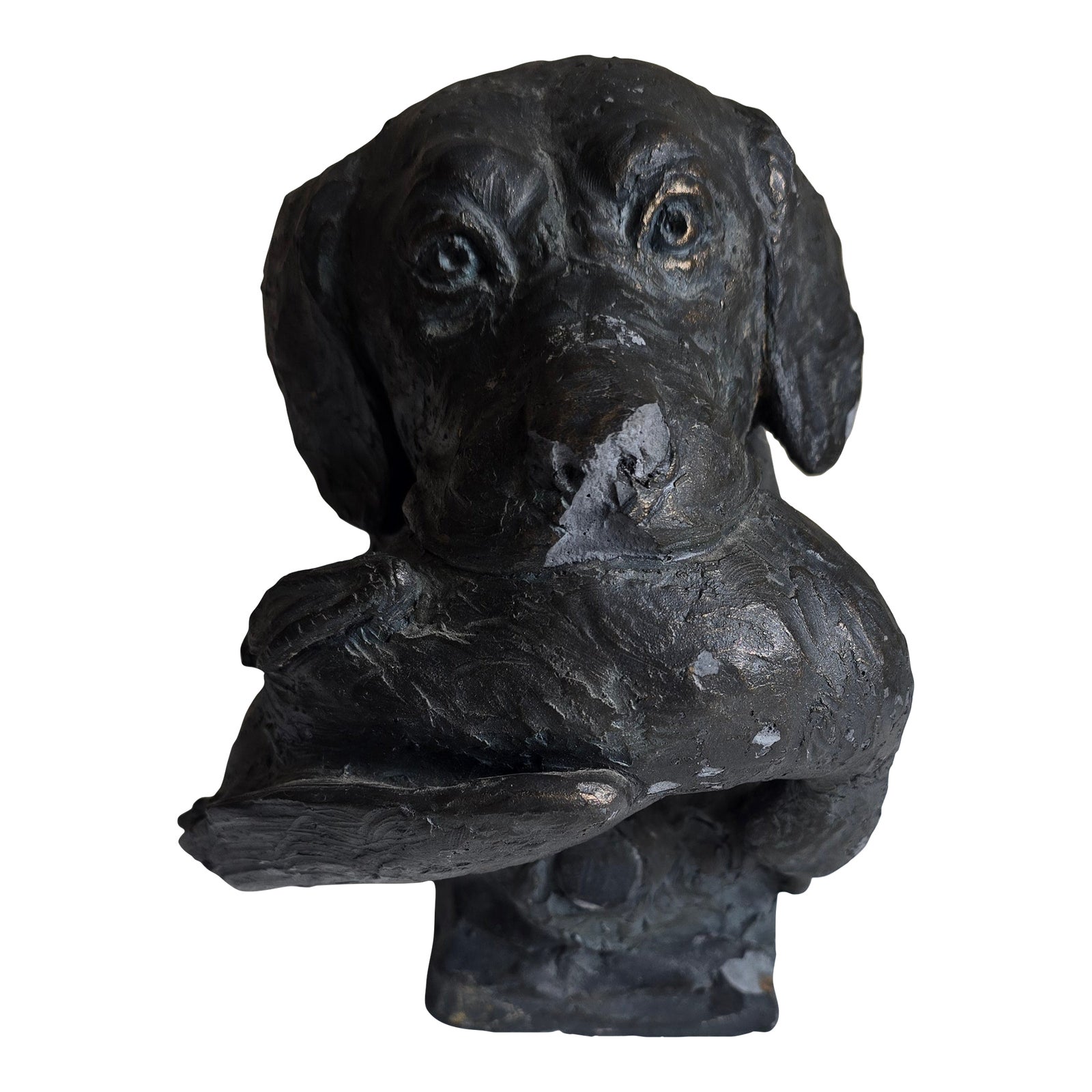 Vintage 1994 Eric Kaposta "Job Well Done" Bronze Sculpture Labrador Retriever With Duck Signed ...