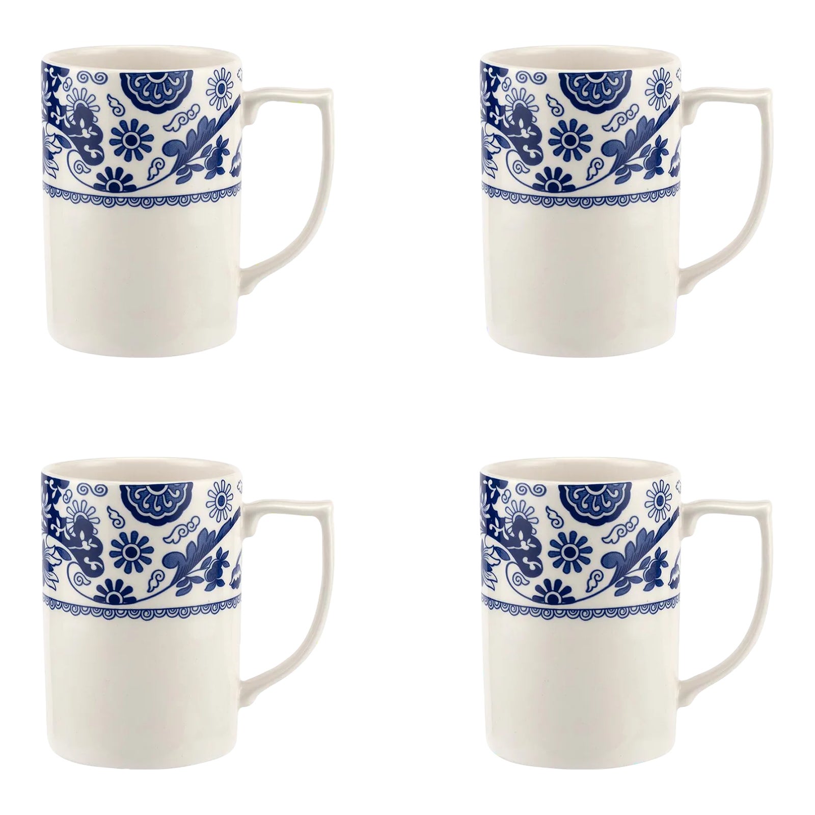 Spode Blue Italian Brocato Mug 12 oz. - Set of 4 | Chairish