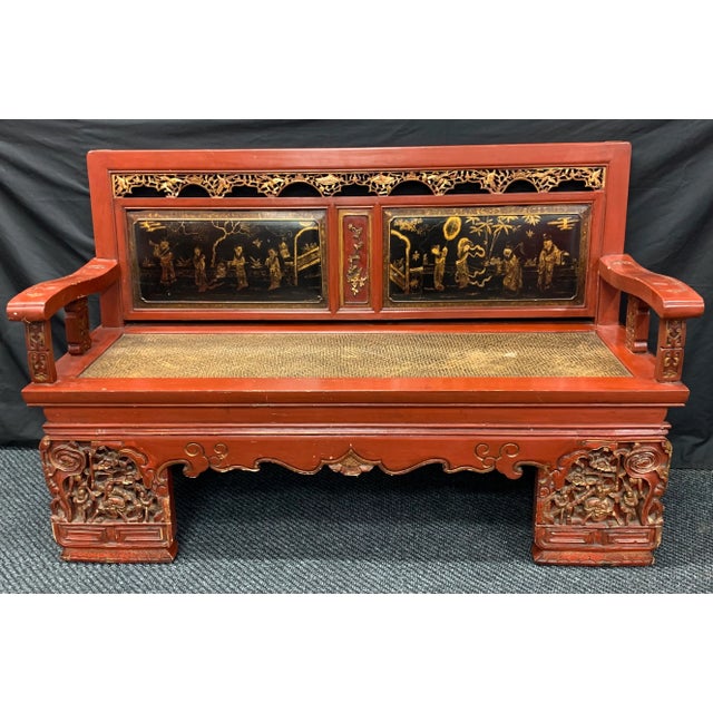 1900s Antique Chinese Chinoiserie Style Bench | Chairish