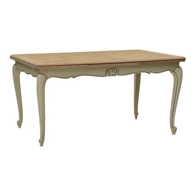 French Draw Leaf Dining Table Parquet Top Circa 1900, Painted Base ...