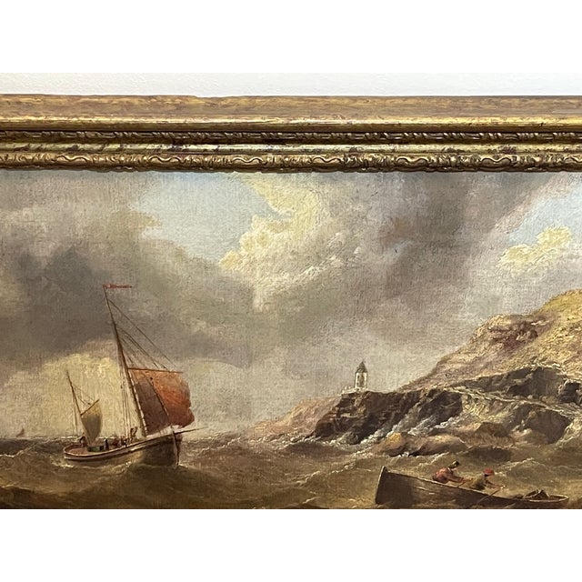 British 19th Century Oil Painting Fishing Boat Rough Choppy Seas by Henry Moore Ra | Chairish