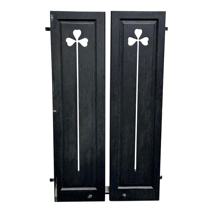 Pair of Antique Arts & Crafts Custom Wood Shutters With Shamrock Cut ...