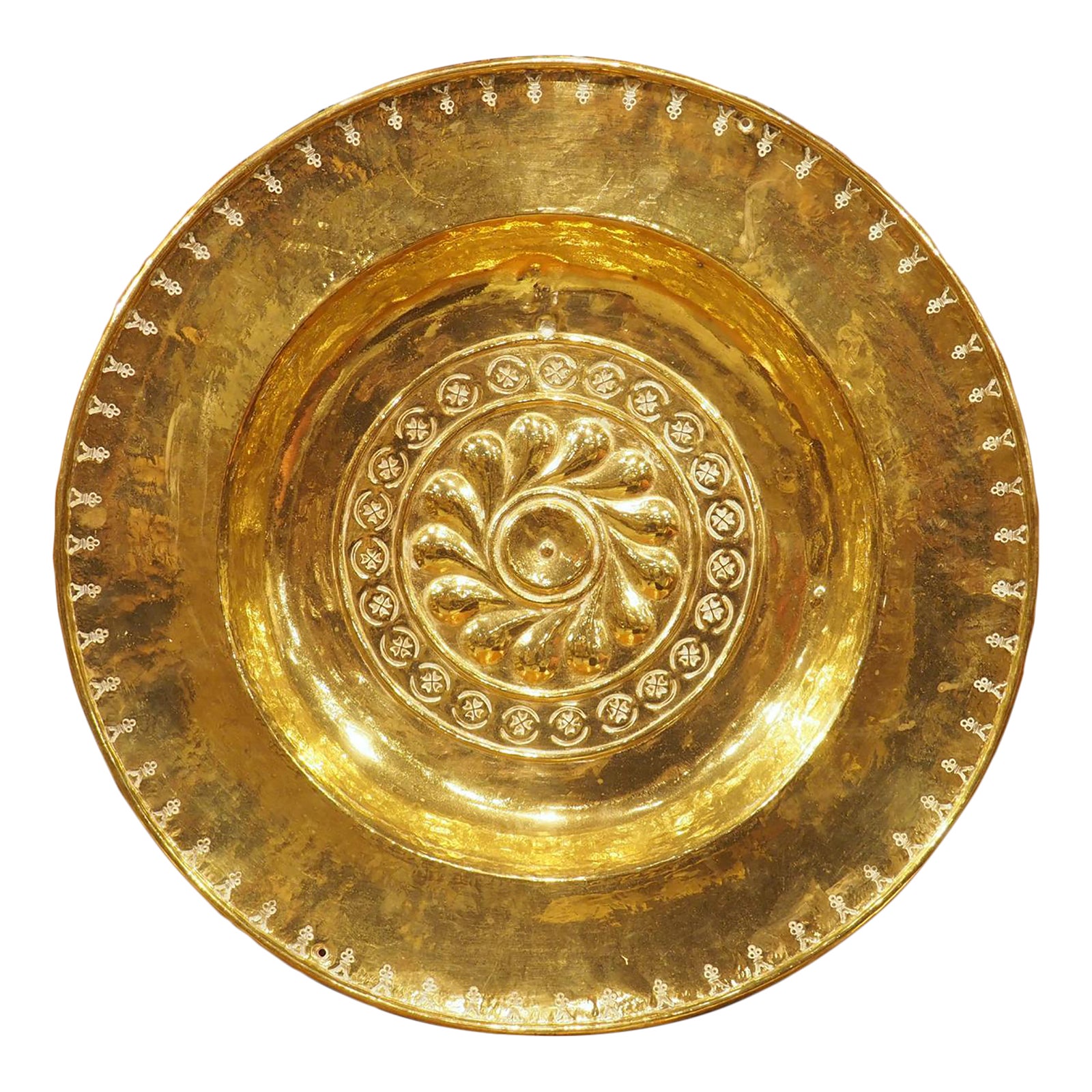 A Large Antique Gilded Brass Alms Dish in the Nuremburg Style, 19th ...