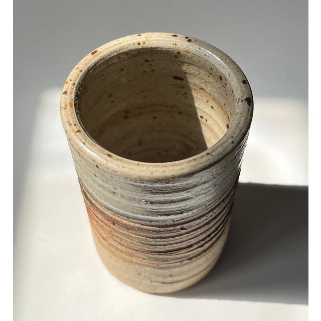 Vintage Cylindrical Vase in Striped Glazed Stoneware by Tue Poulsen ...