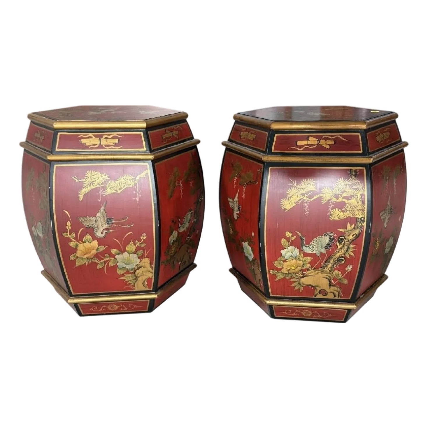 Chinese Rice Barrel Style Pair Side Tables | Chairish