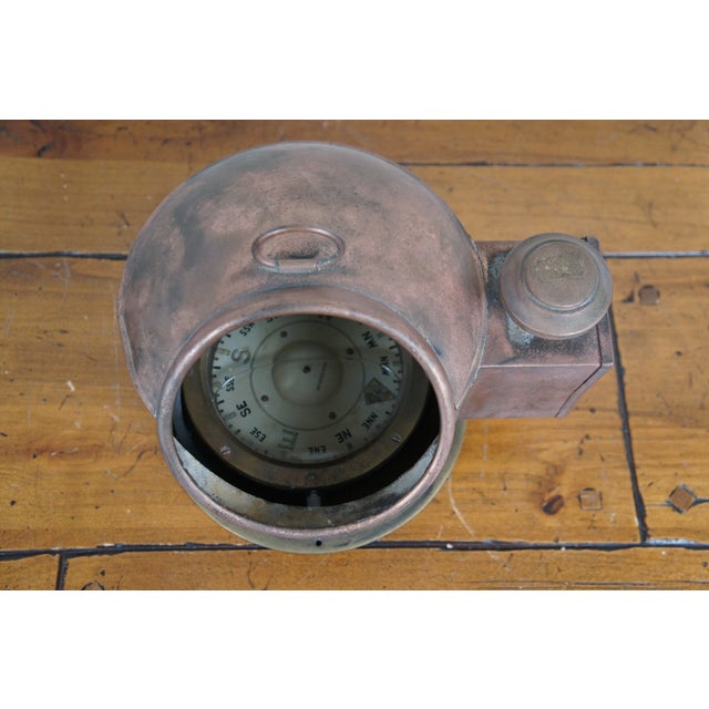 Antique Copper Brass Nautical Maritime Gimbal Compass Binnacle Oil Lamp ...