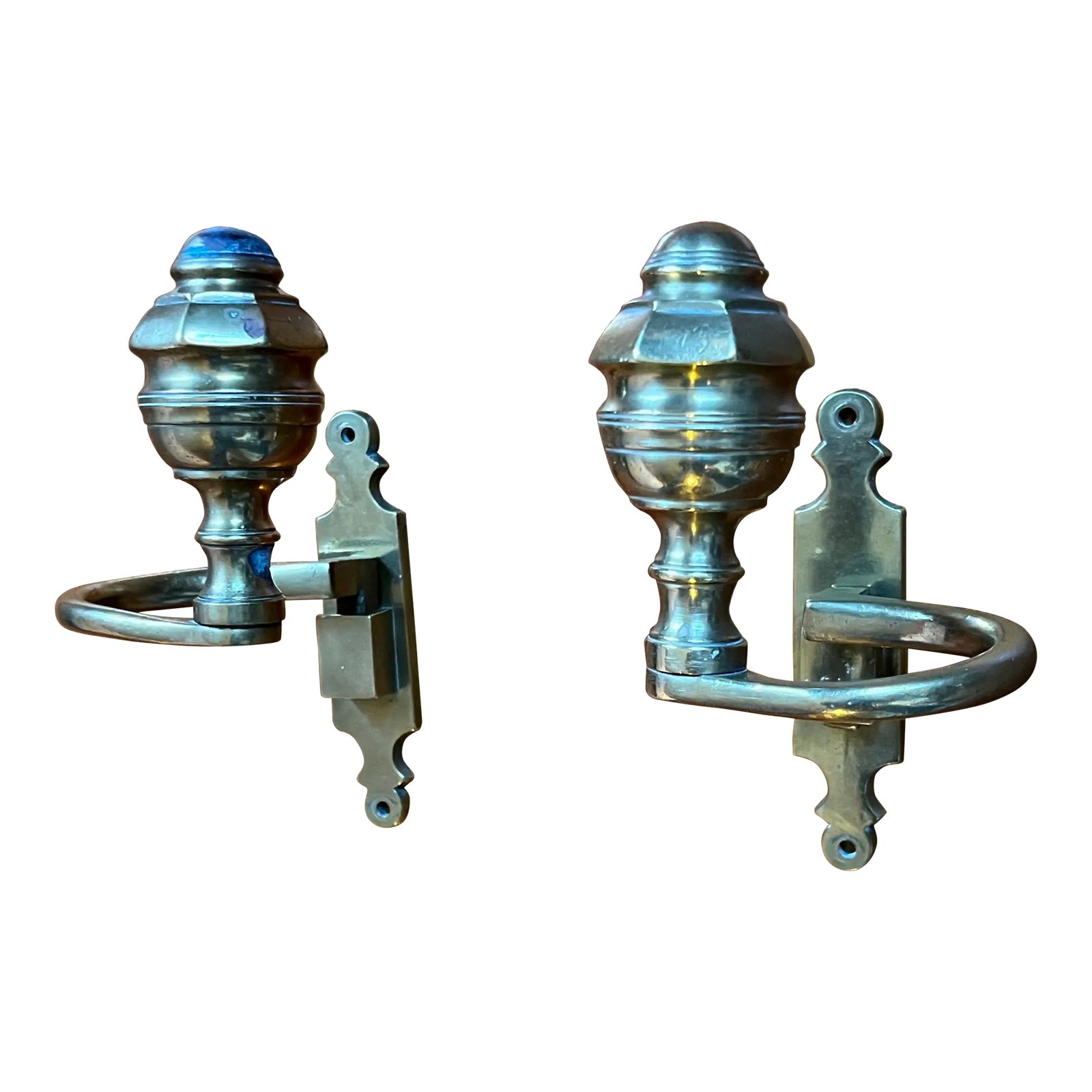 Large Antique 19th Century American Federal Brass Jamb Hooks to Hold ...
