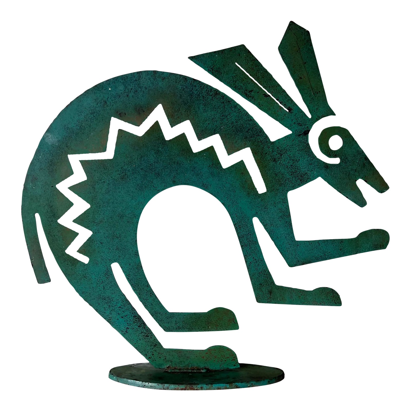 Vintage Southwest Native American Heavy Metal Rabbit Sculpture | Chairish