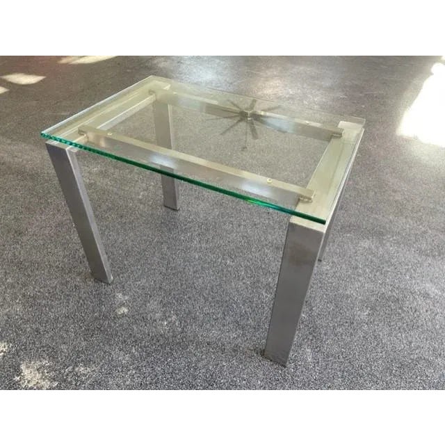 Room and Board Rand End Table With Stainless Steel Legs Glass Top ...