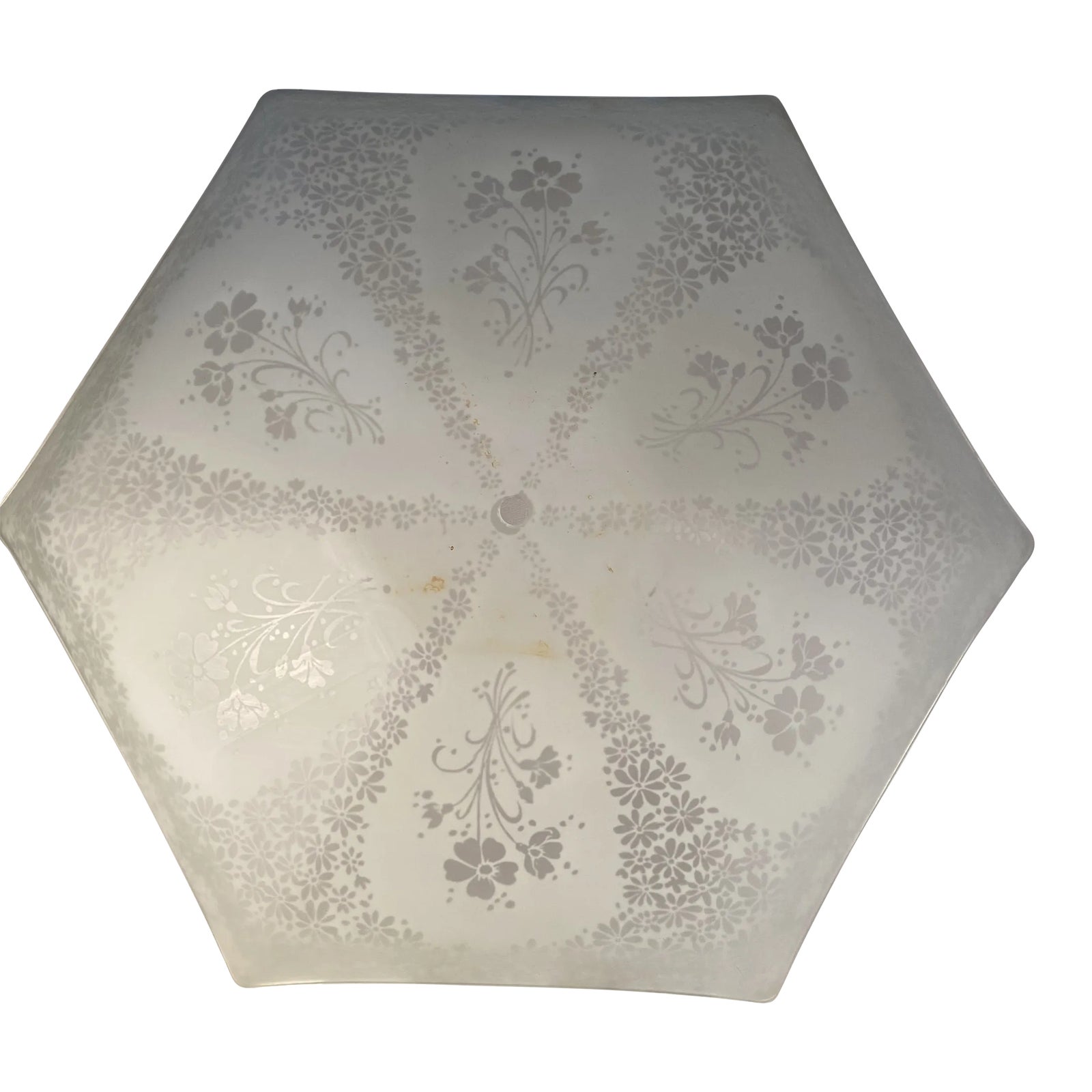 1950s Glass Floral Hexagon Diffuser for Flush Mount Light Fixture ...
