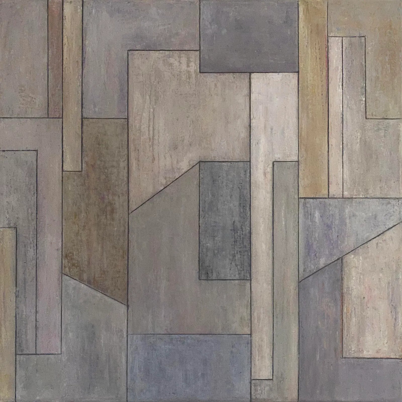 'Strong Silent Beauty' Geometric Abstract Square Oil Painting by ...