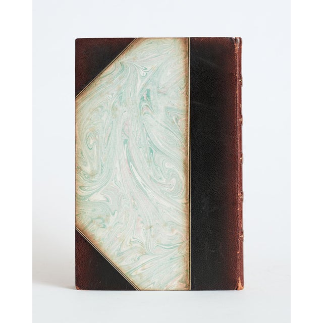 Antique Works of Longfellow Brown Leather-Bound Books - Set of 7 | Chairish