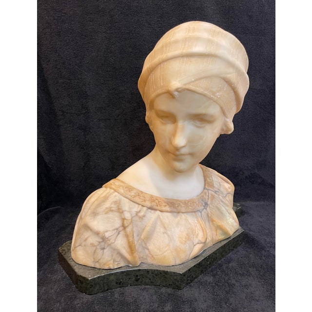 Vintage Art Deco Italian Alabaster Flapper Girl Bust Sculpture | Chairish