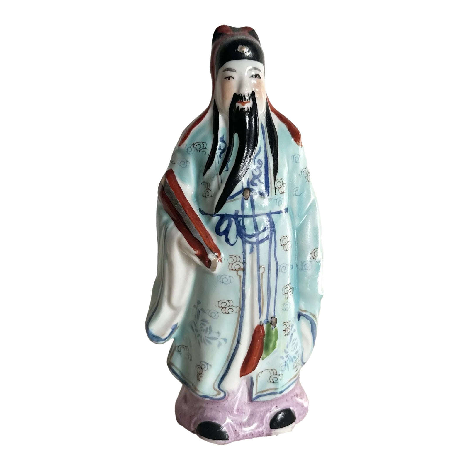 Hand Painted Chinese Ceramic Figurine of Shou Xing, God of Longevity ...