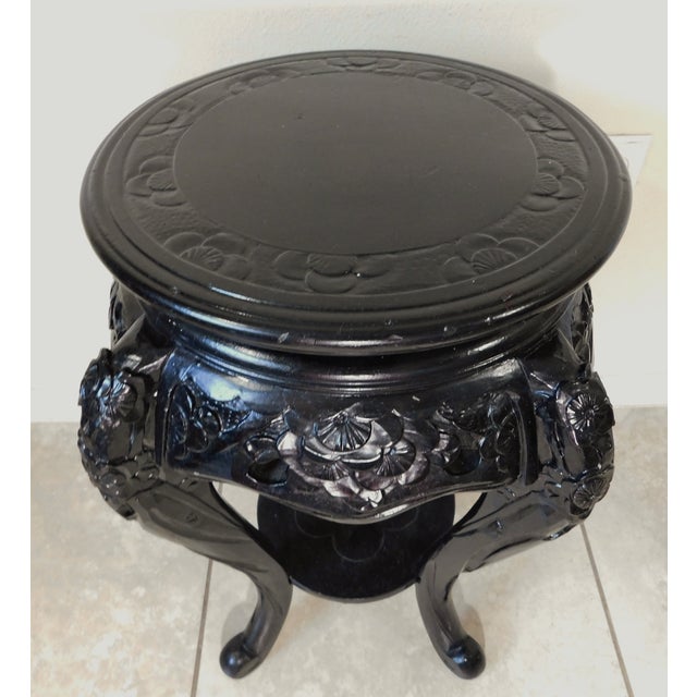 Vintage Mid Century Chinese Hardwood Carved Pedestal or Plant Stand ...