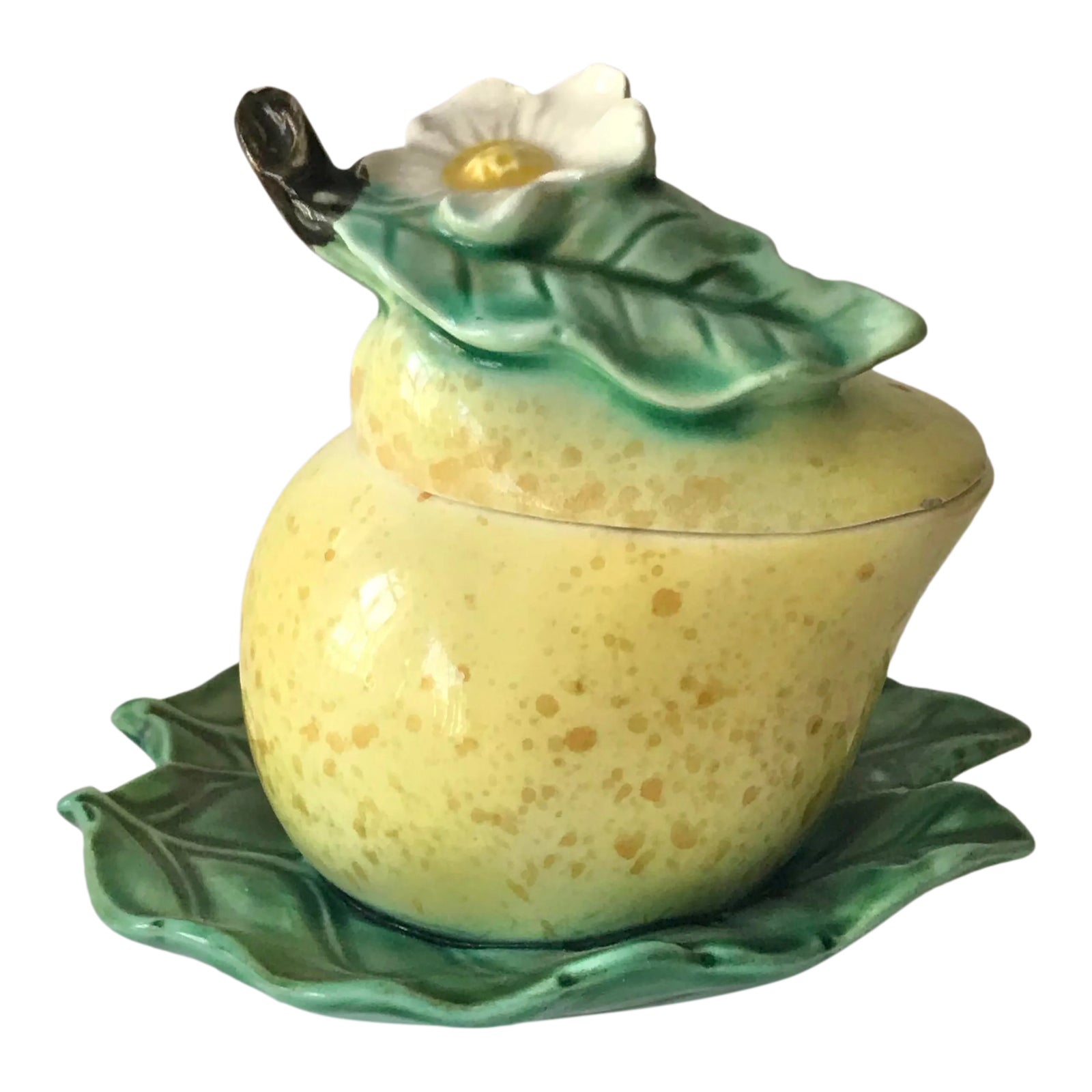 1980s Italian Art Pottery Figural Pear Jam Jar | Chairish