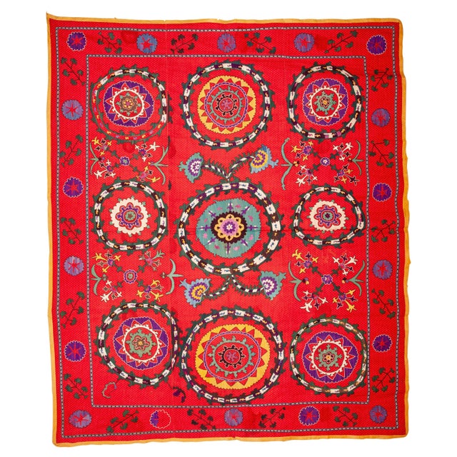 Red Background Suzani from Uzbekistan, Late 19th-Early 20th Century ...