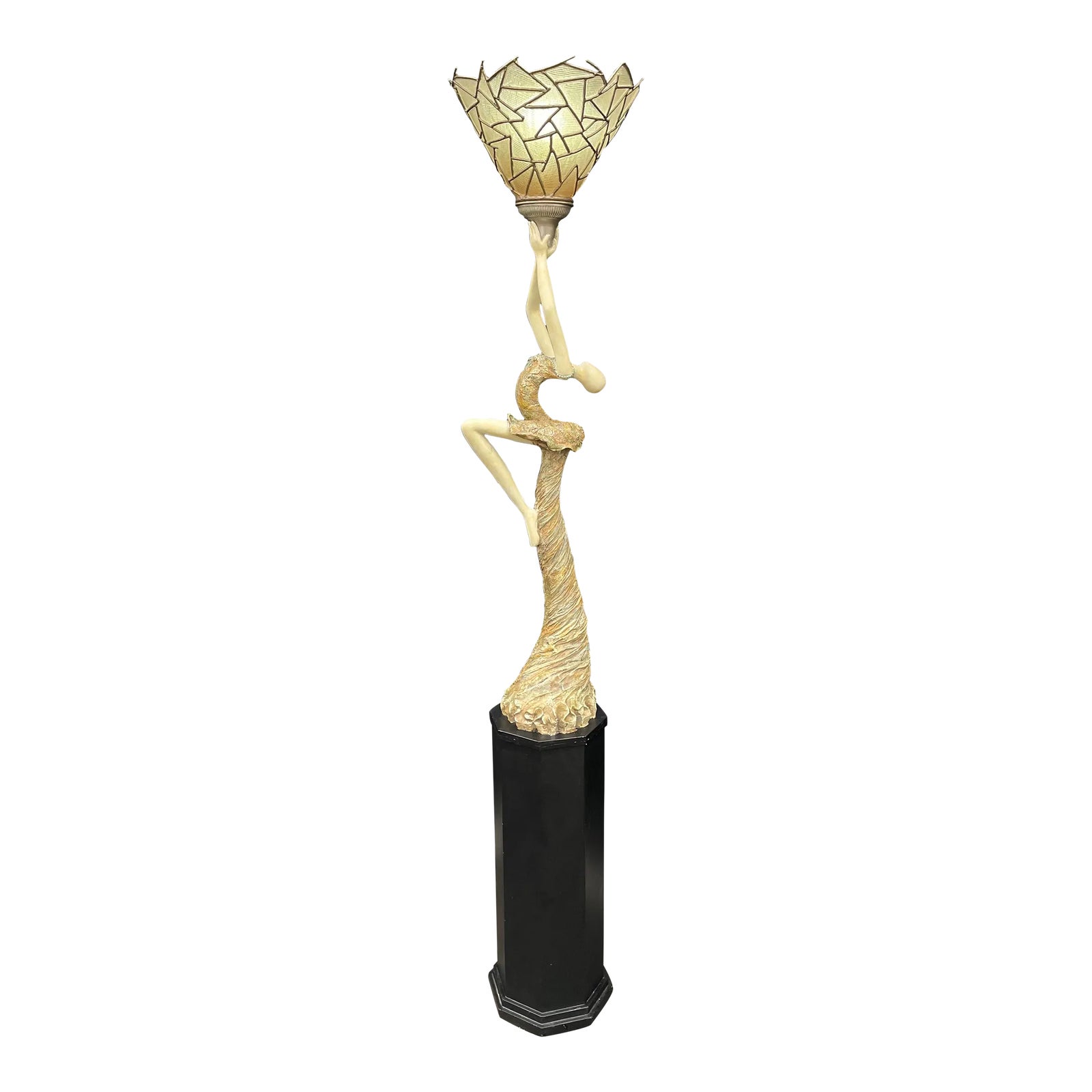 Art Deco Woman Faux Stained Glass Floor Lamp | Chairish