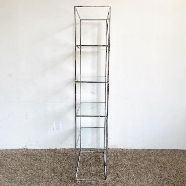 Postmodern Chrome and Glass Etagere - 4 Shelves | Chairish