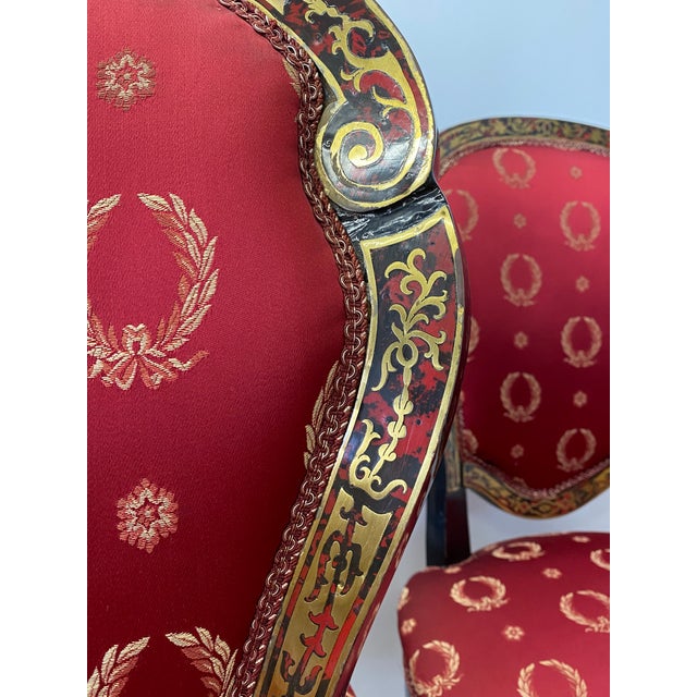 Set of Six Early 20th Century Louis XV Style Faux Boulle Inlaid Dining ...