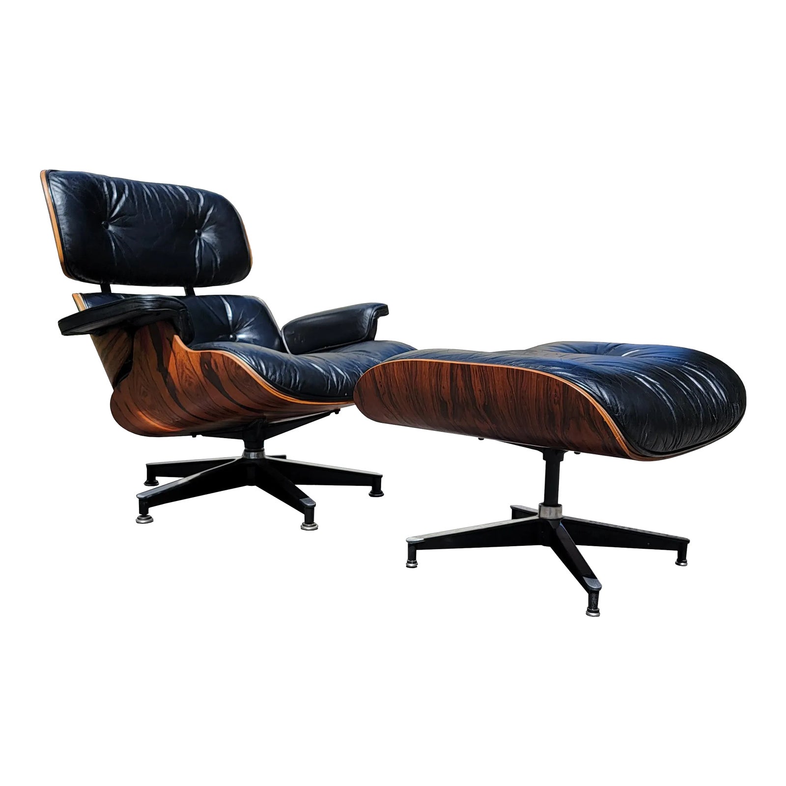 Rosewood Mid-Century Modern Eames Lounge Chair and Ottoman 670 and 671 ...