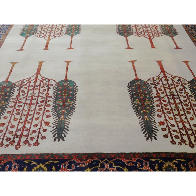 Indian Hand-Knotted Rug With Tribal Design - 6'6"x 7'9" | Chairish