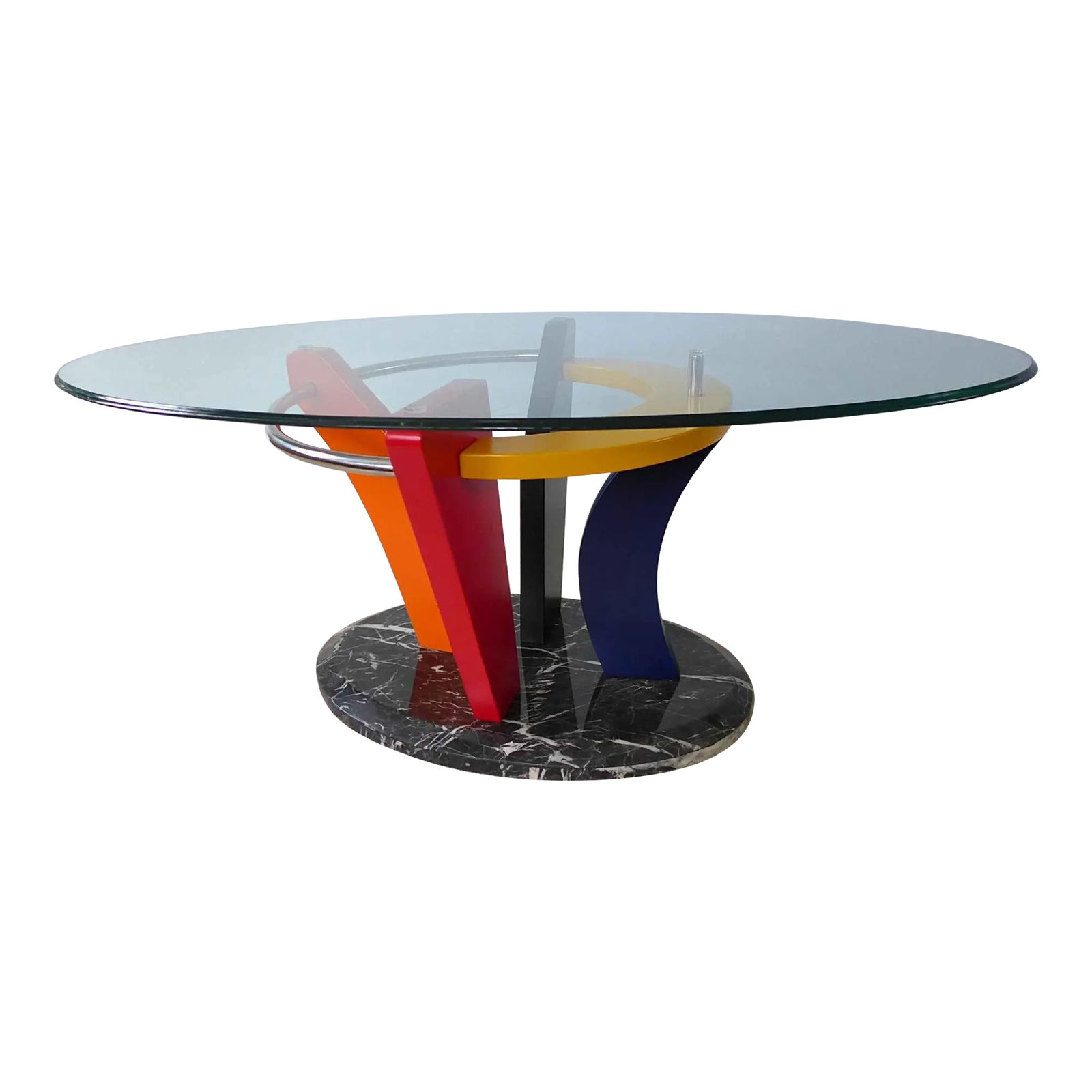1980s Memphis Design Style Marble and Glass Coffee Table Postmodern ...