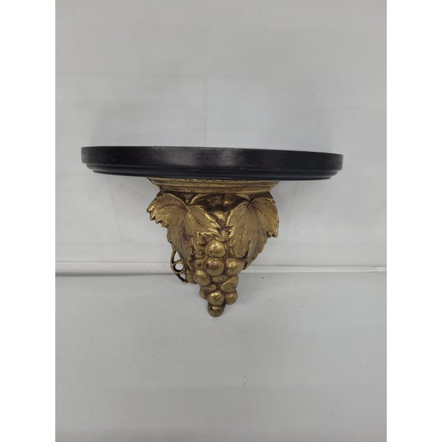 1920s Vintage Wall Shelf in Brass Wood Grape Cluster | Chairish
