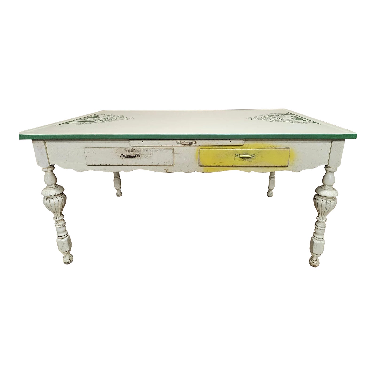Vintage 1930's Ugo Mochi Designed Enamel Top Farm Dining Work Table ...