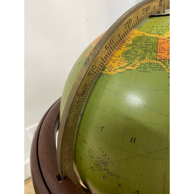Mid Century Replogle Glass Globe Mahogany Stand | Chairish
