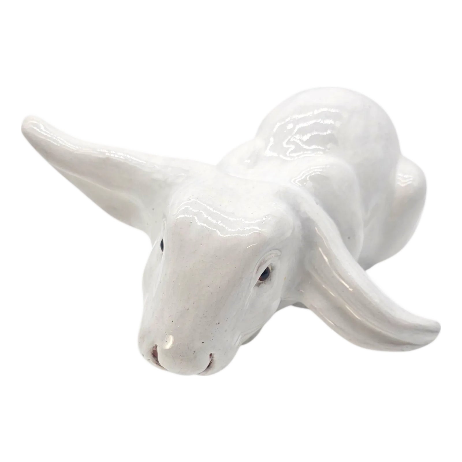 French Country White Glazed Terra Cotta Rabbit Sculpture With Glass ...