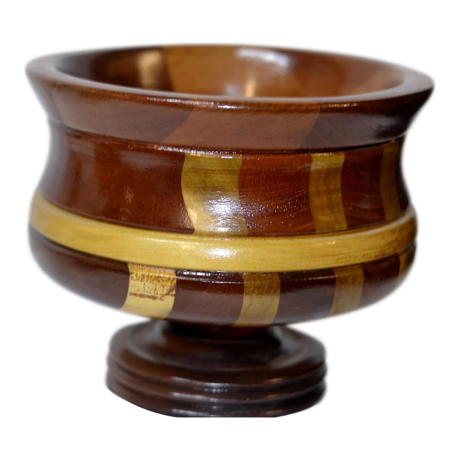 Contemporary Wooden Pedestal Bowl | Chairish