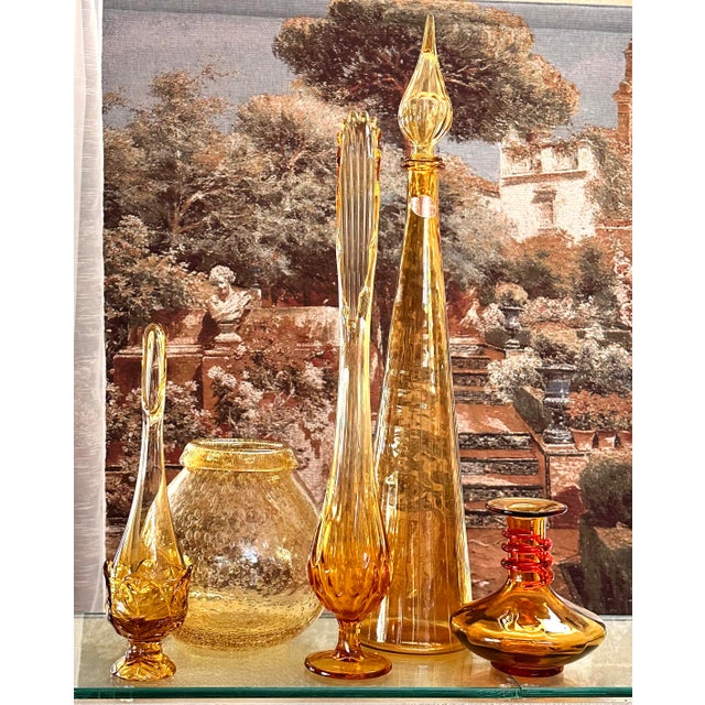 Mid Century Modern Amber Toned Glass Vases Swung and Others - Set of 5 ...